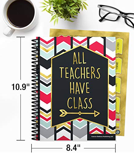Carson Dellosa Aim High Teacher Planner, 8" x 11" Spiral Bound Planner With Planner Stickers, Daily Planner, Weekly Planner, Grade Book and Lesson Planner Book for Teachers