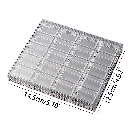 BELOWSYALER Storage Box,20 Grids Clear Storage Box for Jewelry Nail Rhinestone Beads Container Display Organizer Holder Multifunctional Boxes