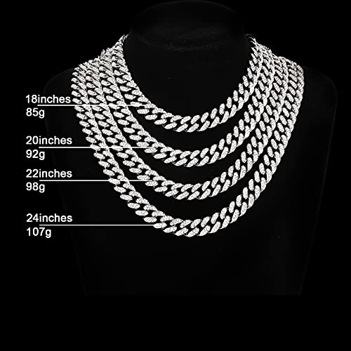 FEEL STYLE Mens Cuban Link Chain Gold Silver Plated Bling Miami Cuban Necklace Diamond Chain for Men13MM Iced Out Hip Hop Jewelry
