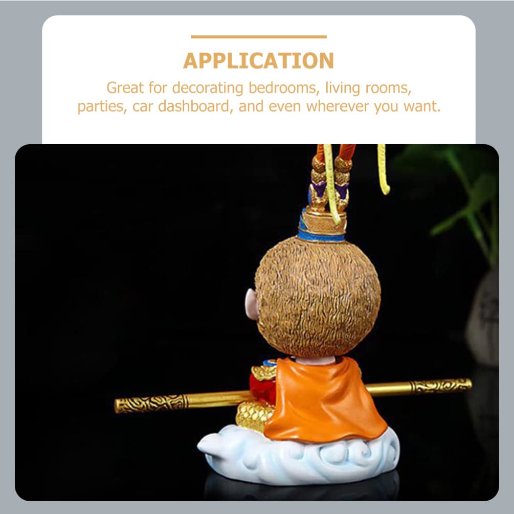 Car Shaking Head Doll Toy: Monkey Figurine Sun Wukong Statue Chinese Mythology Figure Collection for Home Office Table Dashboard Decoration