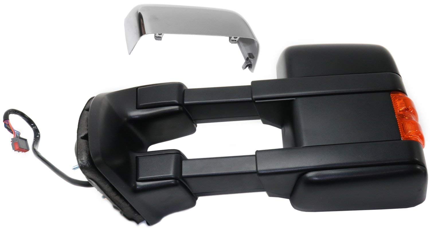 Kool Vue Driver Side Power Heated Towing Mirror for Ford F-250 F-350 Super Duty 2010-2016 Power Fold With Signal Light & Memory; Without Blind Spot Monitor Auto Extend with 2 Caps