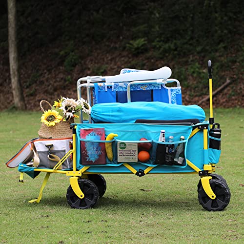 Beach Wagon Cart with Big Wheels, Collapsible Utility Wagon Heavy Duty Folding,Ideal for Outdoor Sand Camping Garden Pet by Old Bahama Bay