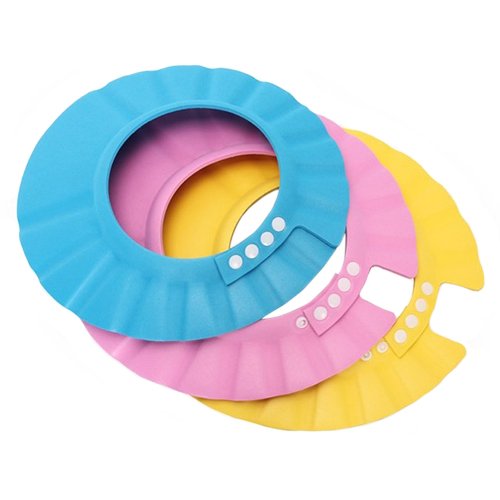 Baost 1Pc Soft Baby Bath Visor Safe Shampoo Shower Bathing Protection Bath Cap Shower Cap Hat Hair Wash Eye Ear Protection Shield Adjustable Visor Hat for Baby, Toddler, Kids Random