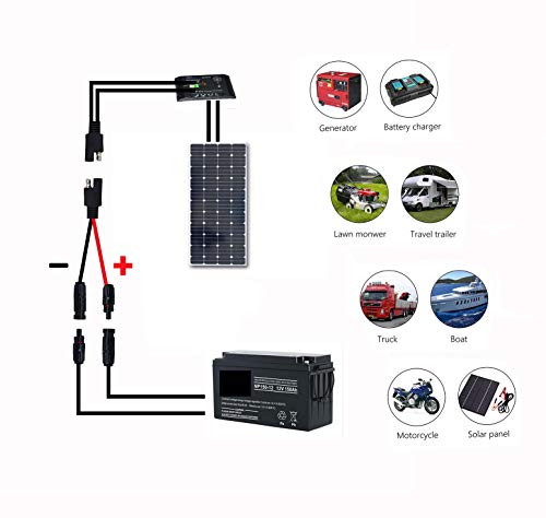 CERRXIAN 55cm 10AWG SAE SocketSidewall Port Cord & 50cm 10AWG SAE to Male & Female Cable with SAE Conector