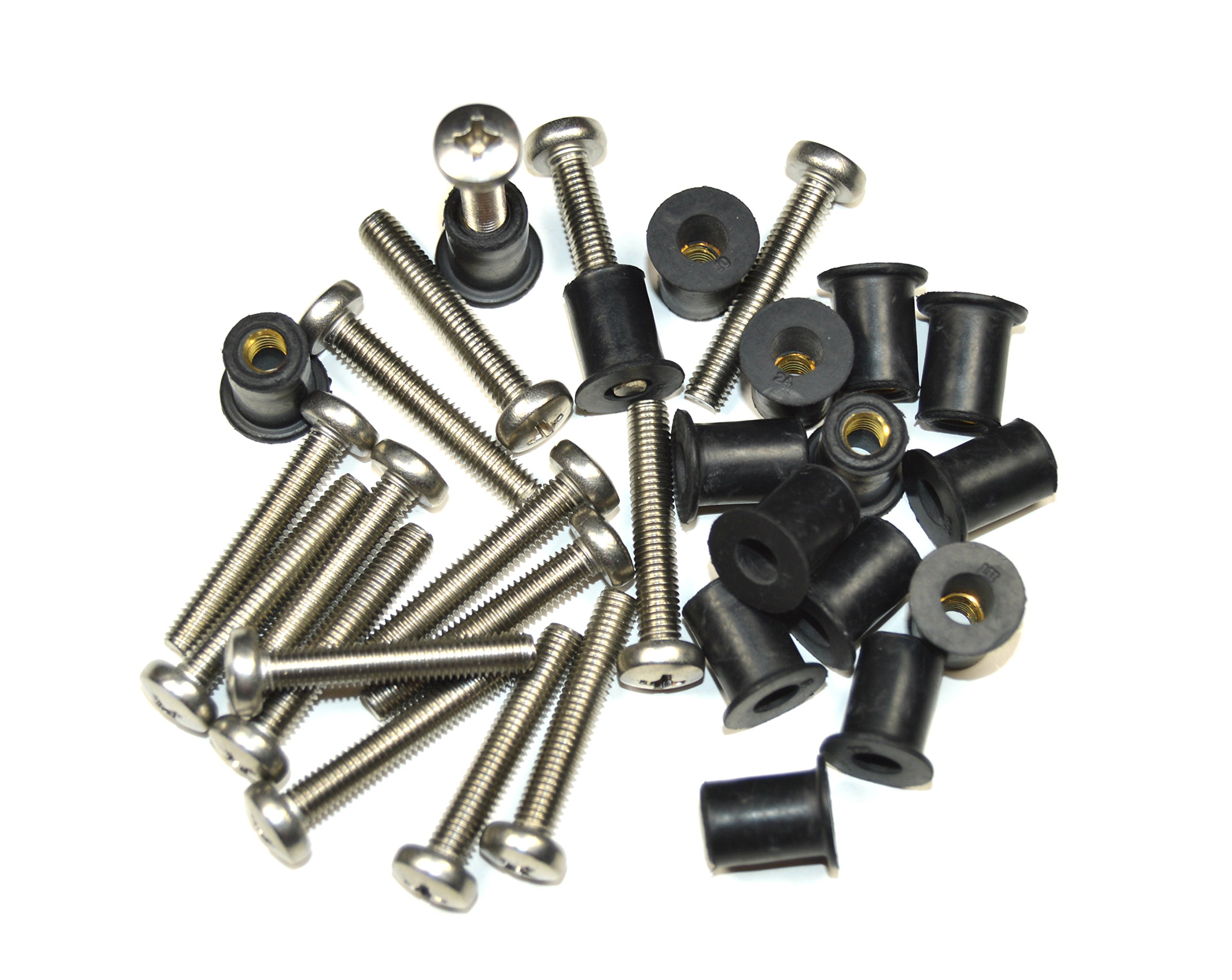 Bike Boltz Scotty Style Wellnuts 16 Pack Boat, Kayak, and Canoe Marine Hardware Fasteners (Silver)