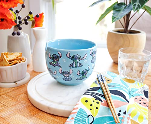 Disney Lilo & Stitch Japanese Ceramic Dinnerware Set | Includes 20-Ounce Ramen Noodle Bowl and Wooden Chopsticks