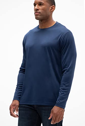 DEVOPS Men's 3Pack UPF 50+ Dri fit Workout Moisture Wicking Long Sleeve T-Shirt (Medium, Navy/Safty Green/White)