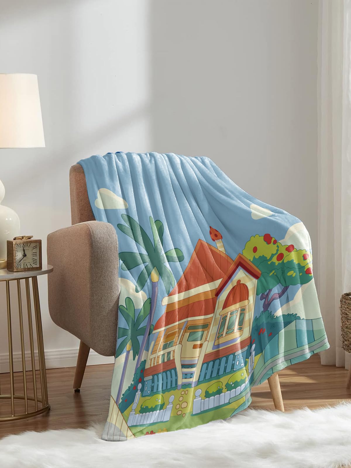 CUVYEU Blue Blanket Blanket Girls Boys Throw Blanket Blue House Blanket for Room Decor Bedding Sofa 50"x60"