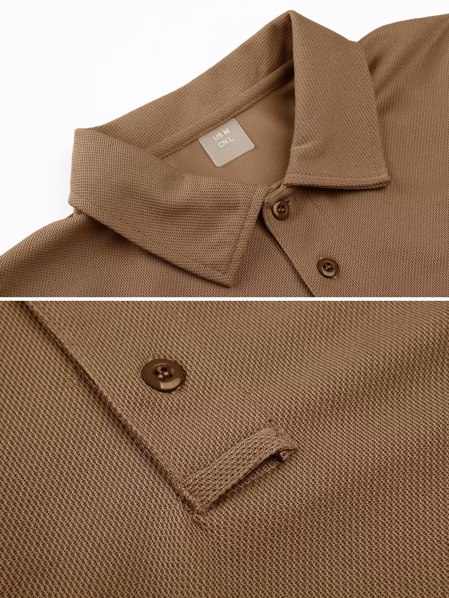 MAGCOMSEN Mens Polo Shirts Short Sleeve Work Shirts Golf Shirts Casual Shirts Quick Dry Shirts Summer Shirts Brown L