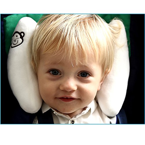 Baby Adjustable Head Neck Support - Banana Shape Travel Pram Pillow Cushion, Headrest for Car Seat Pushchair Stroller Rocker