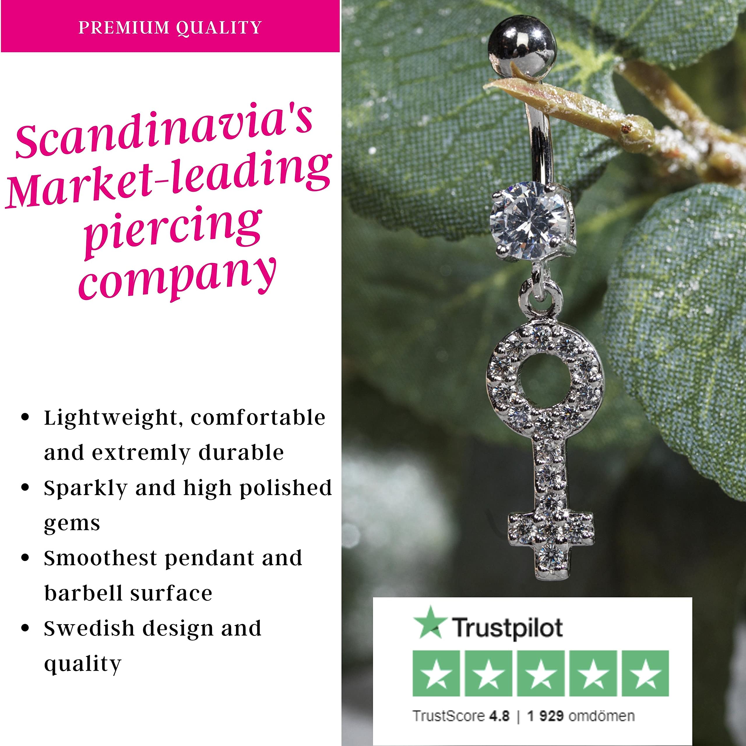 Belly Button Ring Sterling Silver Dangling Surgical Steel Barbell Navel Piercing – Cute Dangle Charm 14g - 10mm