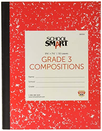 School Smart Skip-A-Line Composition Books - Grade 3, 50 sheets, Red