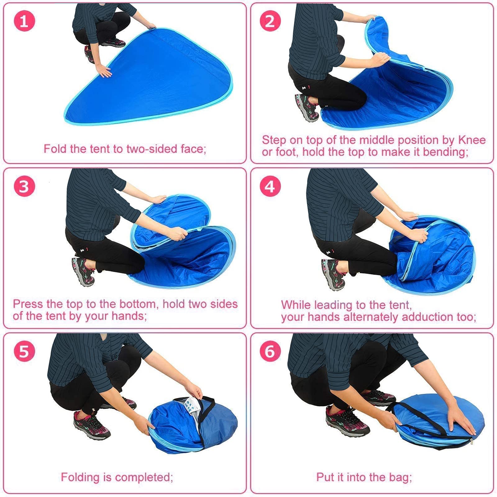 Beach Tent, Magicorange Pop Up Baby Beach Beach Shade, UPF 50+ Instant Portable Tent Sun Shelter for 2-3 Person, Automatic Beach Tent with Carry Bag (Blue)