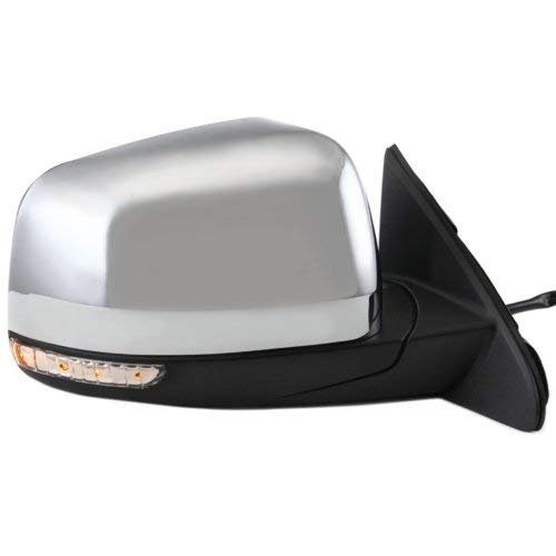 Kool Vue Passenger Side Power Heated Mirror for Jeep Grand Cherokee 2011-2021 Manual Fold With Signal Light, Blind Spot Monitor & Memory; Without Auto-Dimming Chrome