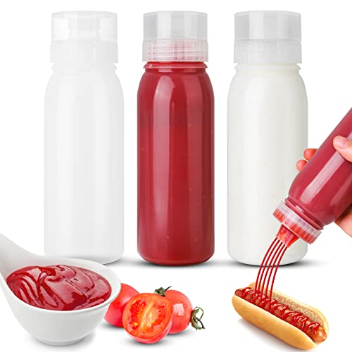 Porous Condiment Squeeze Bottles, Salad Dressing Container, Squeeze Bottles for Sauces, Botellas Exprimibles de Condimentos 3-Pack 13 oz (380ml), Syrup Dispenser Great for Ketchup, Salad, BBQ Sauce, Oil.