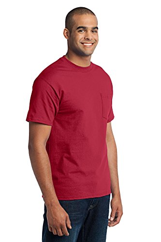 Port & Company Men's 50/50 Cotton/Poly T Shirt with Pocket 5XL Red