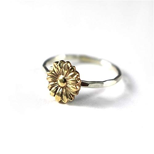 besurJameso Retro Sunflower Ring 925Silver Delicate Sunflower Ring Bride Wedding Gifts Jewelry,Petal Ring Womens (size 7)