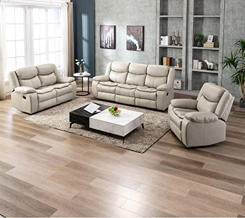 Familymill Breathable Leather Manual Reclining Loveseat for Living Room