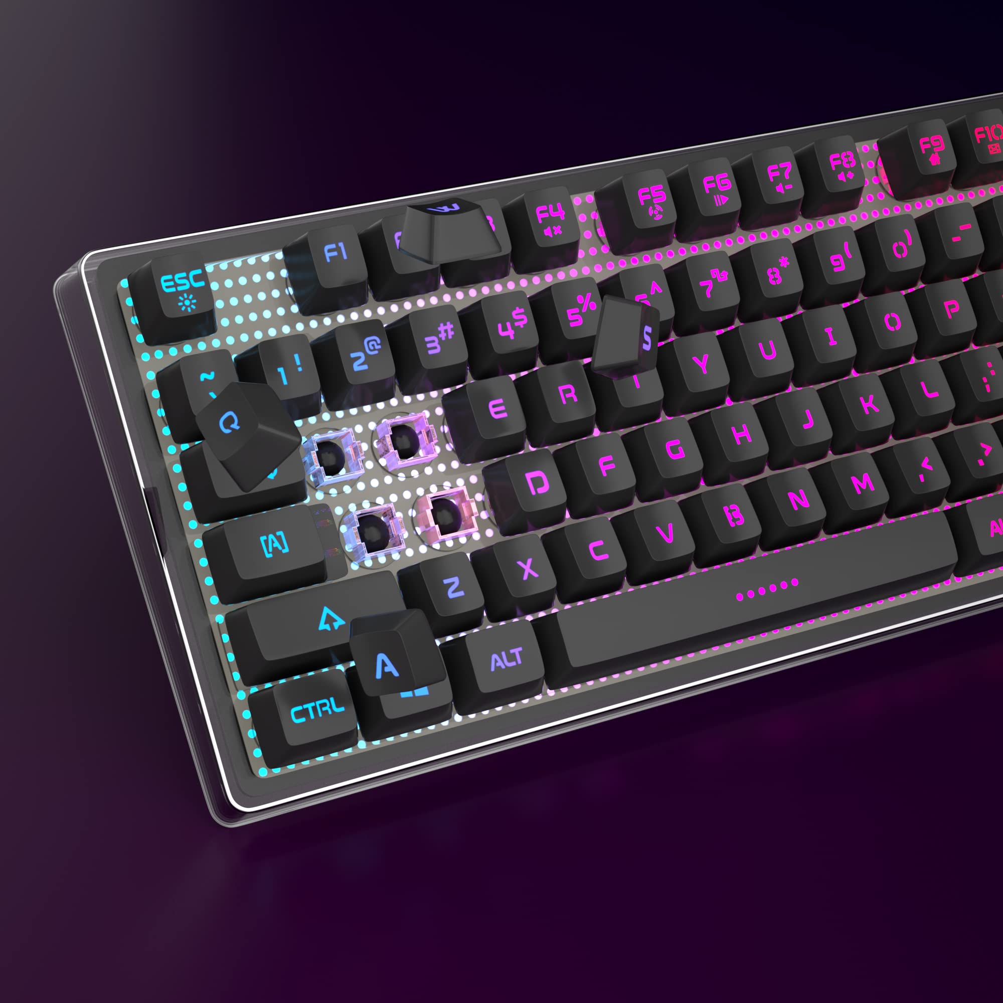 MageGee Gaming Keyboard, Rainbow Backlit LED Wired Gaming Keyboard with Clear Housing and Double-Shot Keycaps, K1 Waterproof Ergonomic 104 Keys Light Up Keyboard for PC Desktop Laptop, White