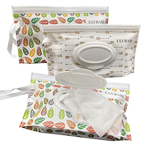 Portable Pouch Bags Set, 2 Pack Wet Wipe Holder Container, Reusable and Refillable Personal Travel Wet Wipes Dispenser Cases