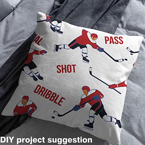 Feelyou Ice Hockey Player Fabric by The Yard, Ice Hockey Theme Upholstery Fabric for Chairs and Home DIY Projects, Goal Pass Shot Dribble Design, Decorative Waterproof Fabric, 1 Yard
