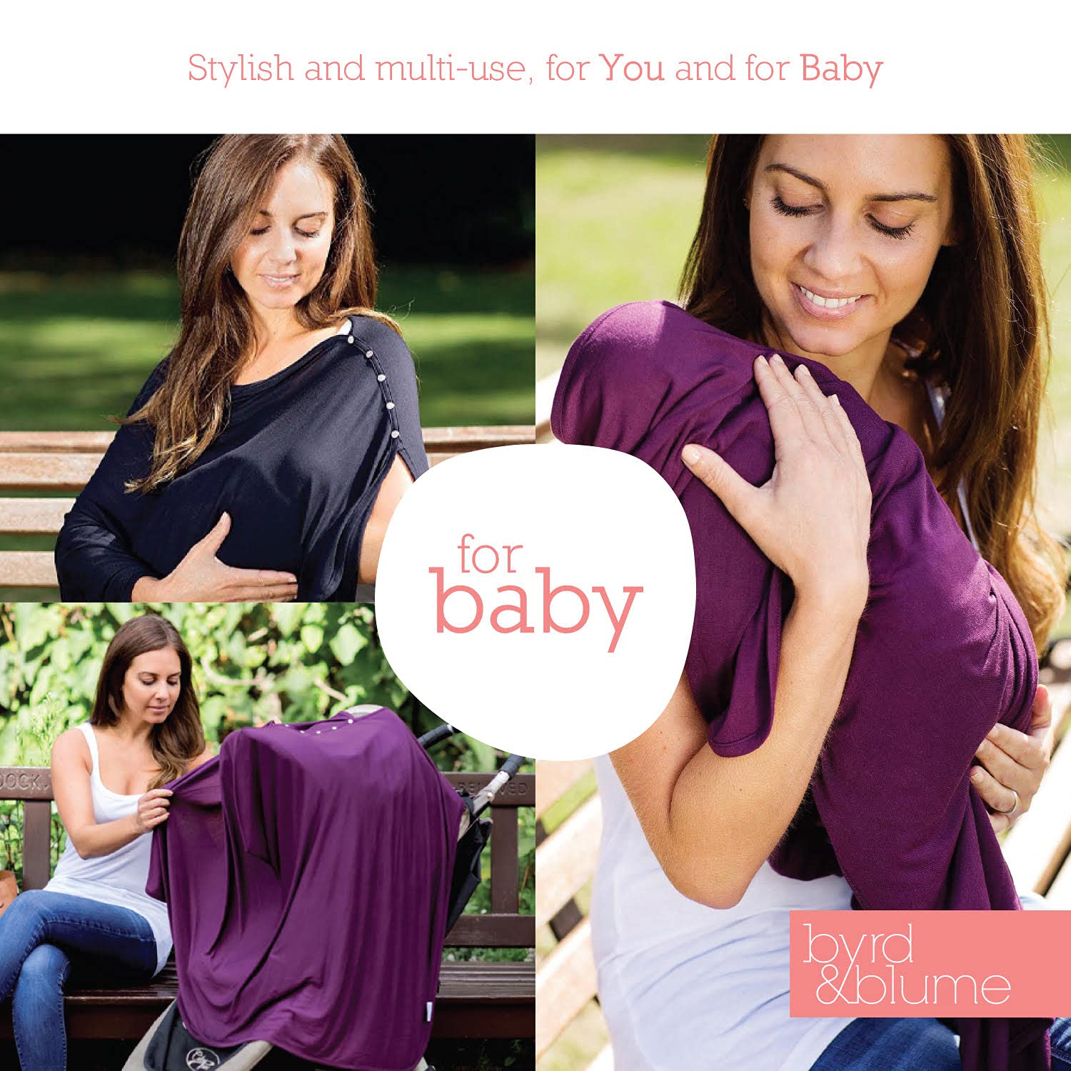Byrd & Blume Maternity Nursing Cover Breathable Lightweight Breastfeeding Cover Wrap Shawl Scarf Poncho Adjustable Snaps Full 360 Degree Coverage Stroller Blanket Infant Car Seat Canopy (Black)