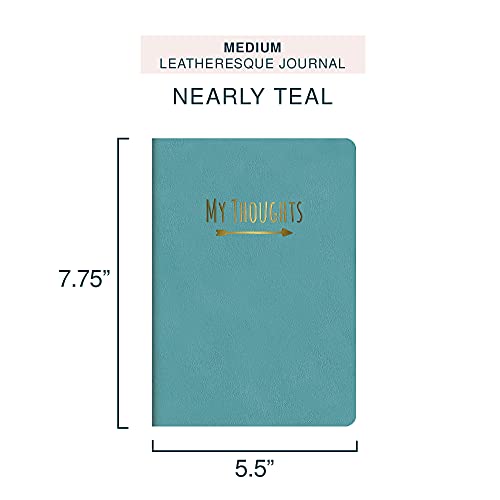 Medium Leatheresque Journal by Studio Oh! - Nearly Teal - 5.5" x 7.75" - 192 Lined Pages with Gilded Edges and Padded Leather-Like Textured Cover with Foil Stamping