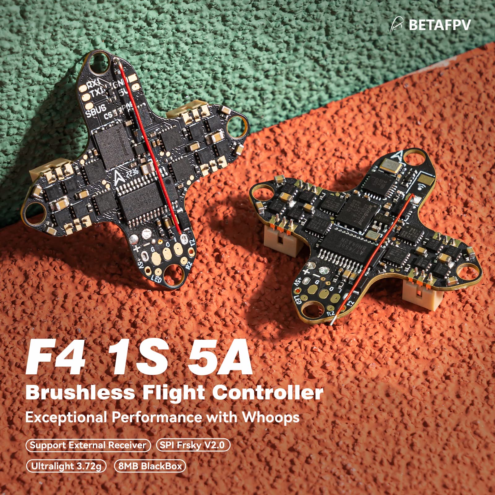 BETAFPV F4 1S 5A AIO Brushless Flight Controller with Built-in SPI Frsky Receiver, 8MB BlackBox, BT2.0 Cable Connector for 65/75mm 1S Micro FPV Whoop Drones