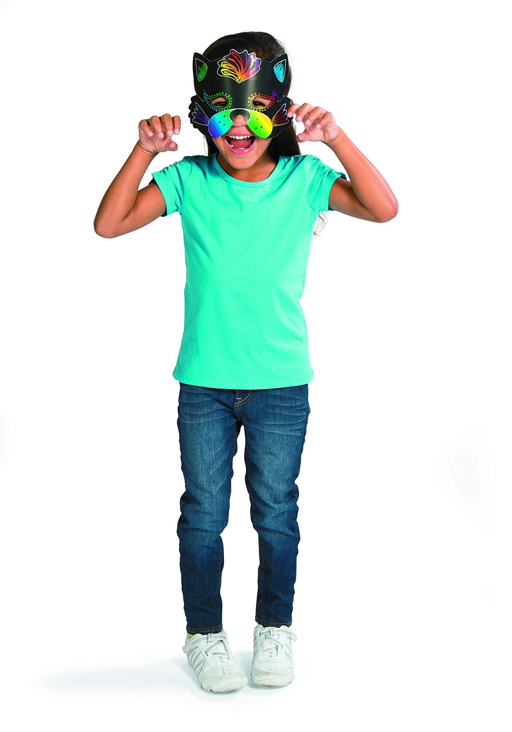 Fun Express Magic Scratch Paper Animal Masks - Scratch Art - Crafts for Kids and Fun Home Activities - VBS Vacation Bible School Supplies/Decor