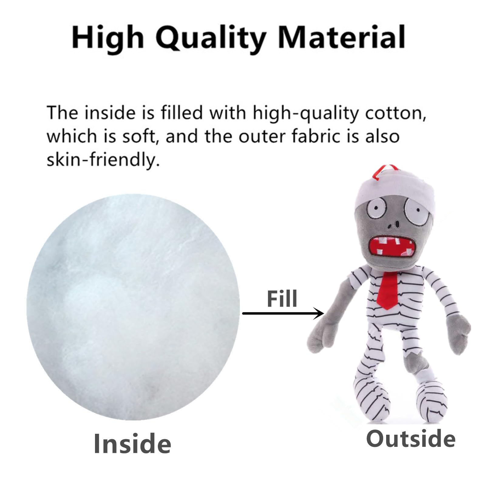 JHESAO 10" Plants and Zombies Mummy Plush Zombies Toys Normal Zombie PVZ Plushies 1 2 Stuffed Soft Doll Mummy Zombies New
