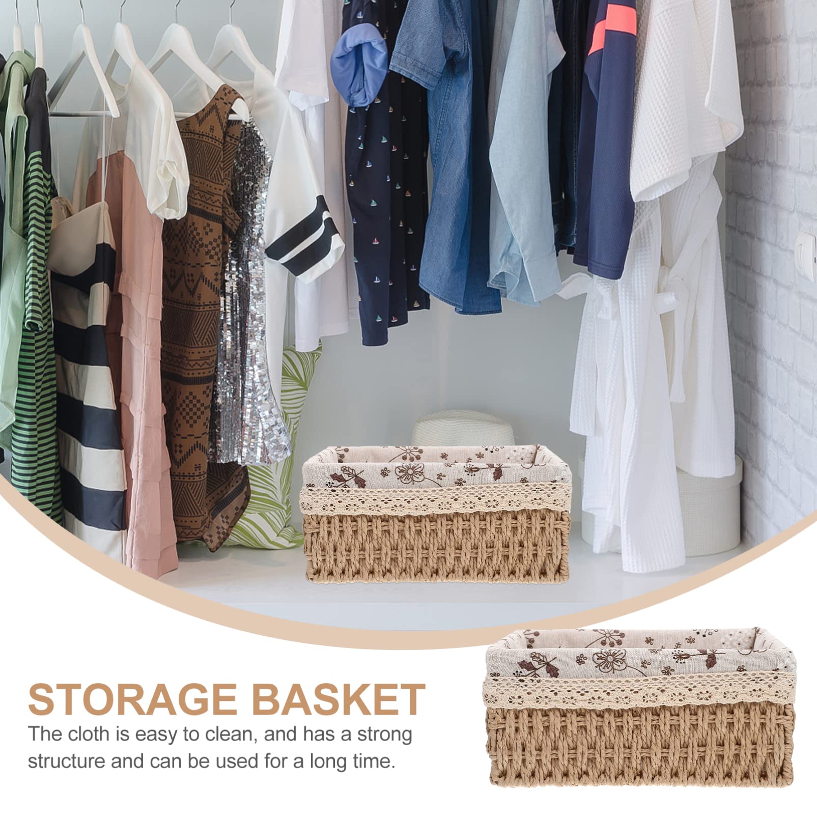 Cabilock Hyacinth Desktop Lined Beige Shelves Container Hand Sundries Countertop Living Cloth Flower Holder Liner Small Toilet Xxcm Towels Fabric Shelf Baskets Wicker Makeup Straw