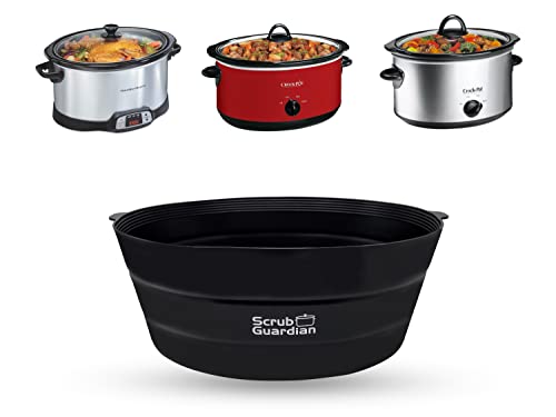 Scrub Guardian - Premium 7/8 QT Oval Silicone Slow Cooker Liners for Crock Pot - Non-Stick, Reusable, Food-grade & BPA Free Silicone, Dishwasher Safe- Fits Large Crock pot 7/8 Quarts - Collapsible Crock Pot Liner for Easy Storage
