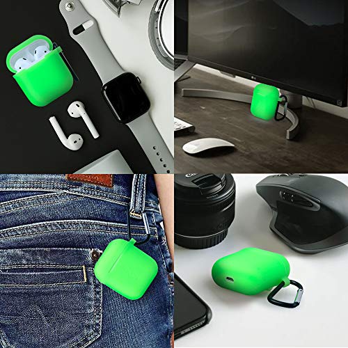 GUH Green AirPods Case Cover, Full Protection, Glows in The Dark, Made of Special Safety Silicone.(Green)