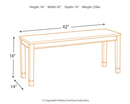 Signature Design by Ashley Whitesburg Cottage Rectangular Dining Bench, Brown & Antique White