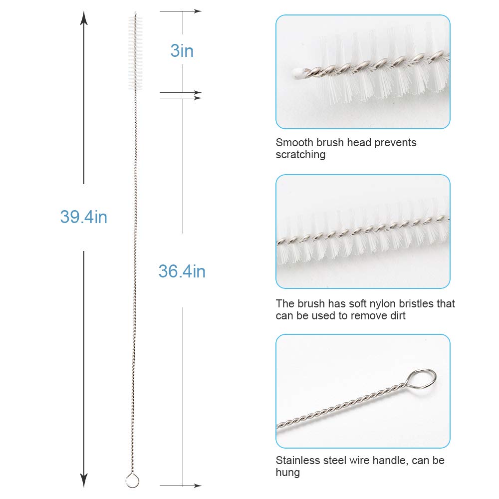 Arcoolor 2 Pcs Cleaning Brush Bristle Tip 1/2β by 39.4β Inch Long, Flexible Scrub Nylon Brush Cleaner Tool for Clean Keg, Feeding Tube, Line Tube Hose