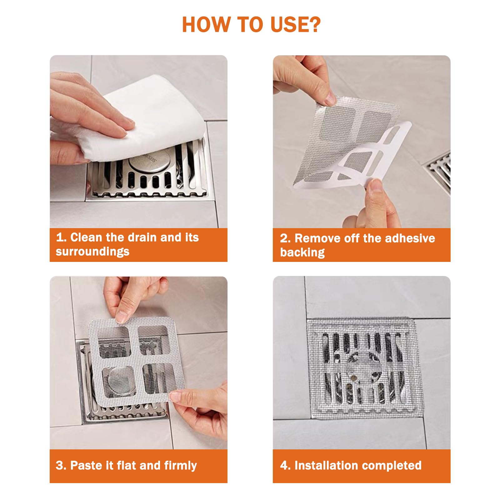 Disposable Sewer Hair Trap, 200 PCS Floor Sewage Sticker, Disposable Shower Drain Hair Grabber Sewage Net Sticker, Sewage Filter, Bathroom, Laundry, Bath, Sink, Kitchen