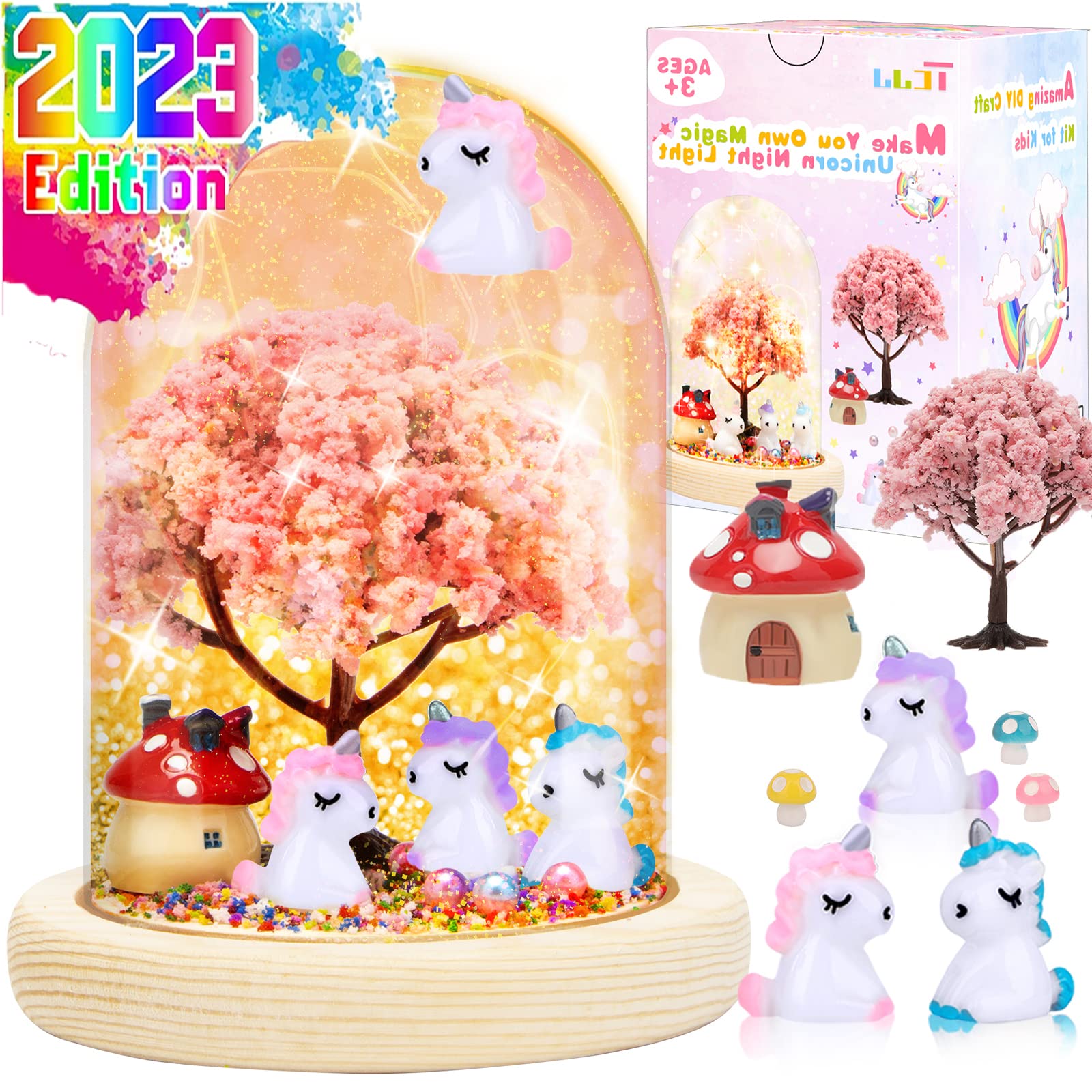 Unicorn Night Light, TCJJ DIY Night Light- Make Your Own Night Light, Unicorn Gifts for Girls, Unicorn Mermaid Hand Craft Terrarium Birthday Gifts Christmas Gifts for Age 4, 5, 6, 7, 8 Years Old Girls