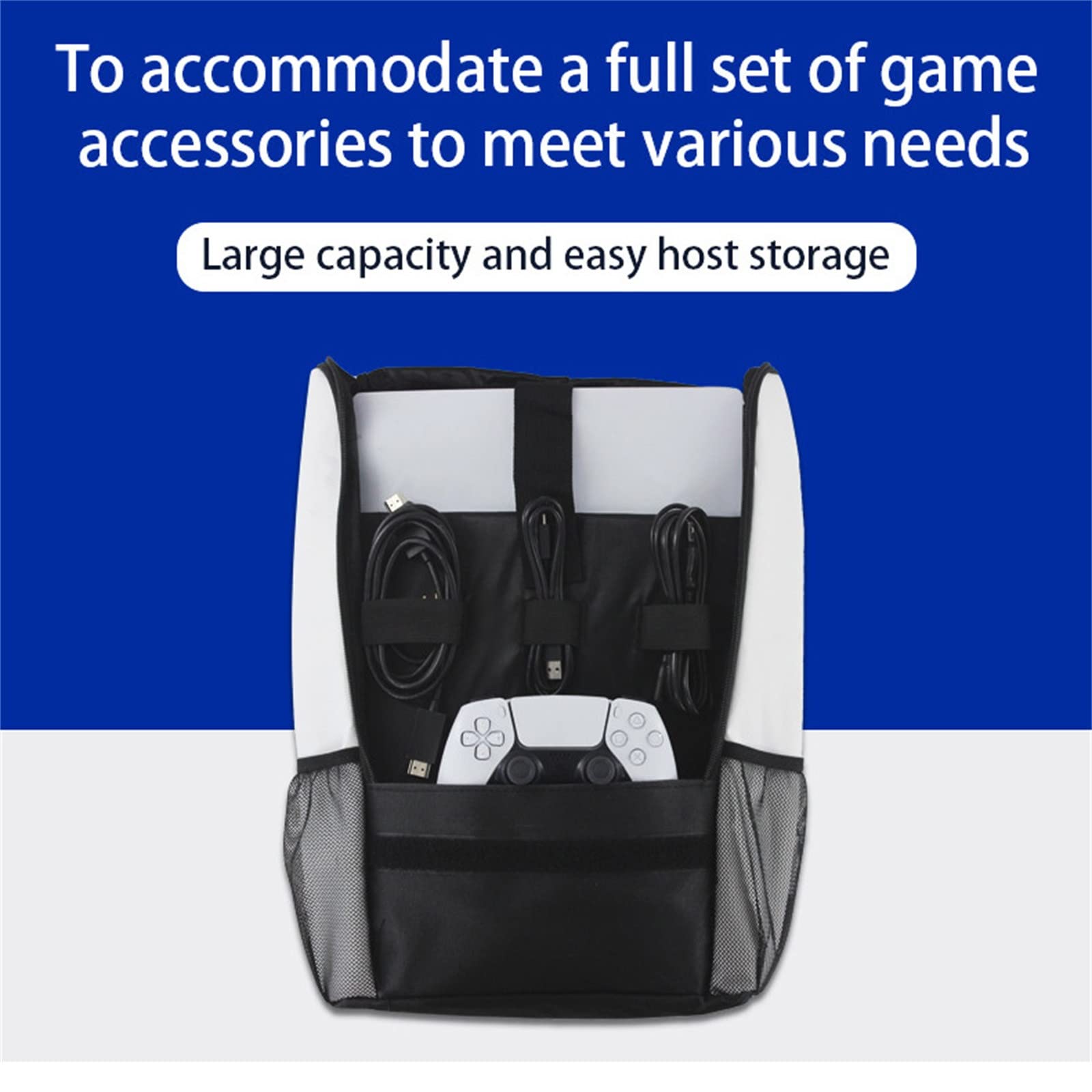 Bzdzmqm Travel Storage Handbag Backpack for Ps5 Console Protective Luxury Bag Handle Bag for Ps5 Set, Travel Carrying Case Travel Bag for Games Console /Controllers, Game Cards, Hdmi and Accessories