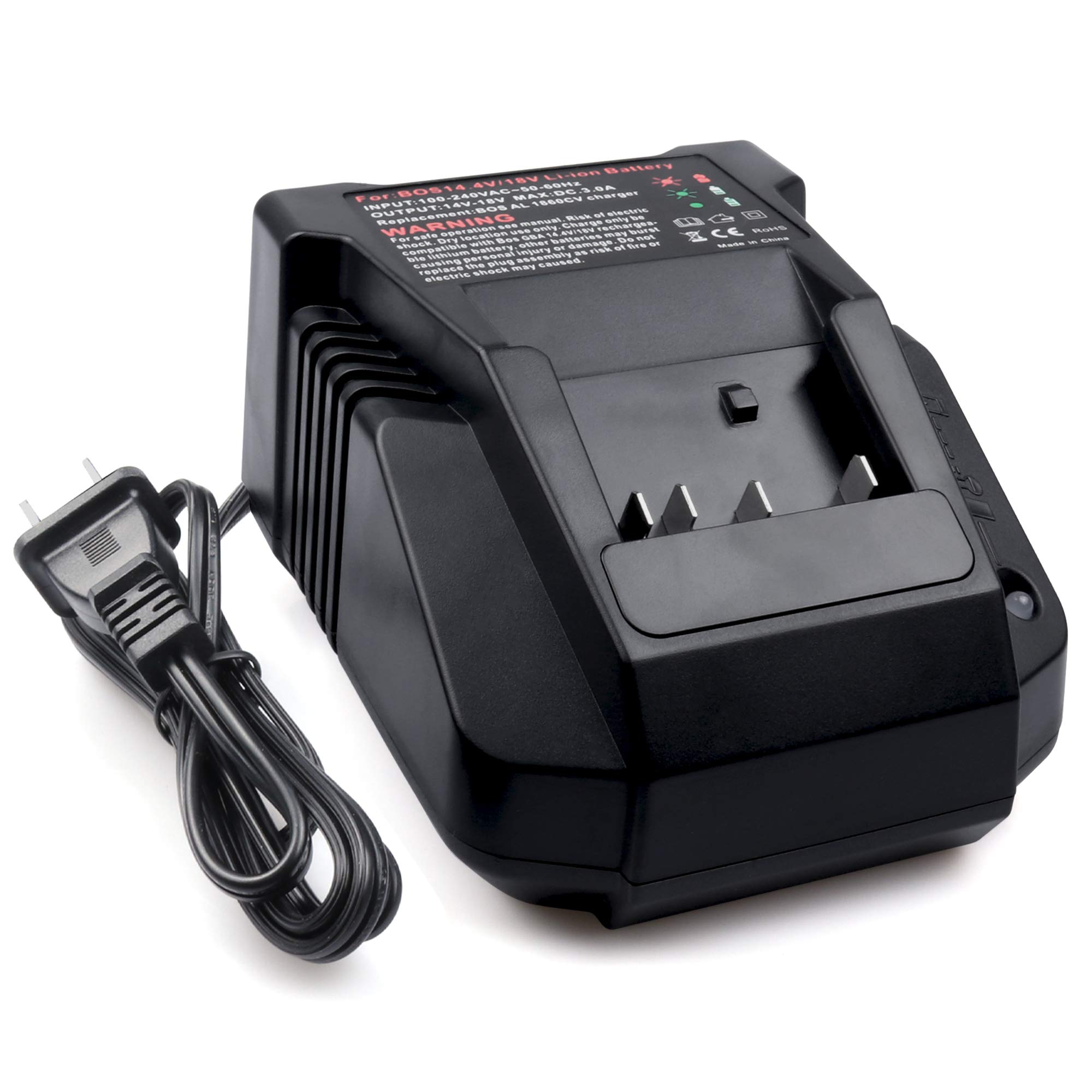 Batteriol BC660 BC1880 18V 14.4V Li-ion Battery Replacement Charger for Bosch BAT609 BAT609G BAT618 BAT618G BAT614 2607336236 Cordless Electrical Drill Lithium-Ion Battery Slide-in Style AL1860CV