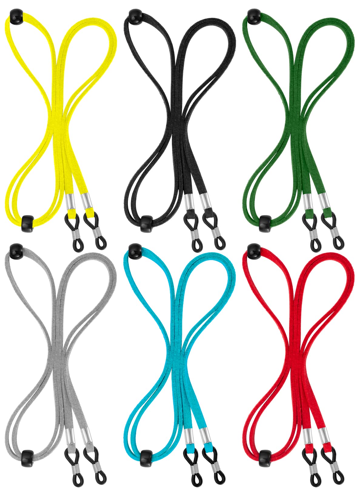 BILIONE Kids Glasses Strap, Adjustable Eyeglass Lanyards for Boys and Girls, Sports Eye Glasses String Holder Strap, Anti-slip Eyeglass Cords Around Neck - Pack of 6, Multicolor
