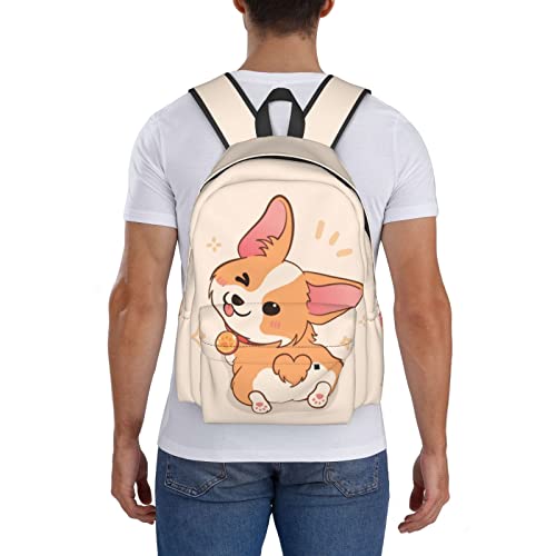FeHuew 17 inch Backpack Cartoon Cute Corgi Dog Butt Laptop Backpack School Bookbag Shoulder Bag Casual Daypack