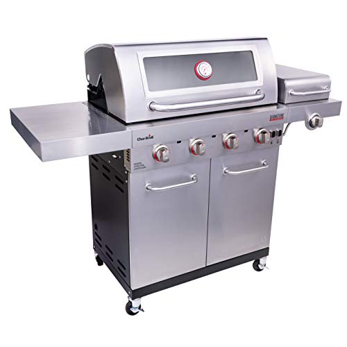 Char-Broil 463255721 Signature TRU-Infrared 4-Burner Cabinet-Style Windowed Gas Grill, Stainless