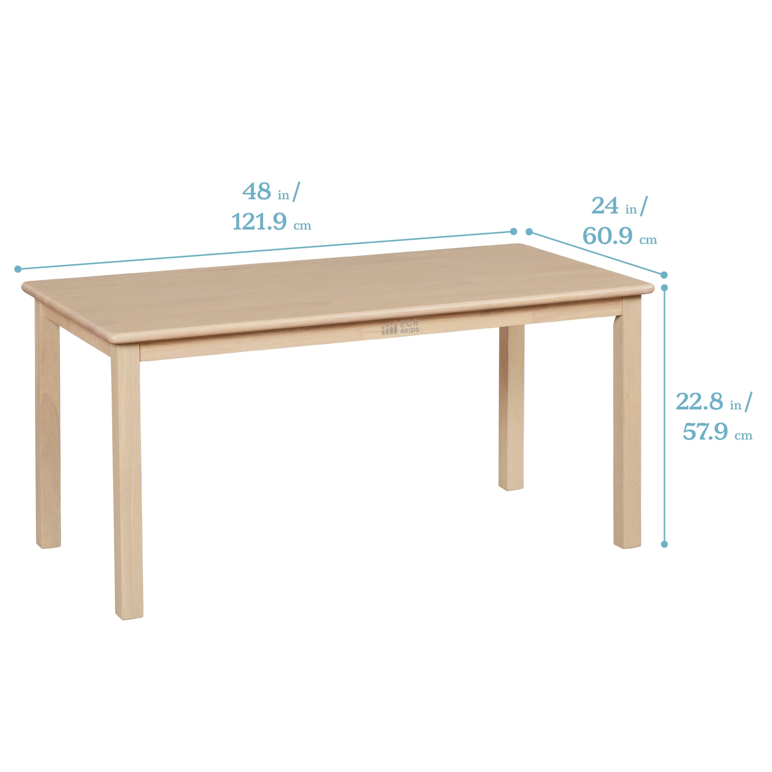 ECR4Kids 24in x 48in Rectangular Hardwood Table and Chair Set, 12in Seat Height, Kids Furniture, Dark Walnut