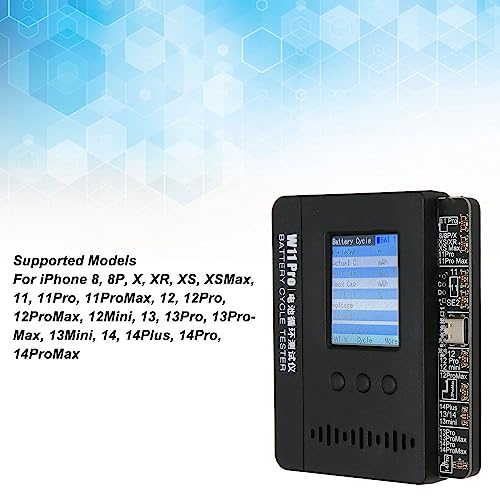 Battery Cycle Tester, Ergonomic Design Small Battery Tester AC 100 to 240V 1.8 Inch TFT ABS and LCD Display for Mobile Phone (US Plug)