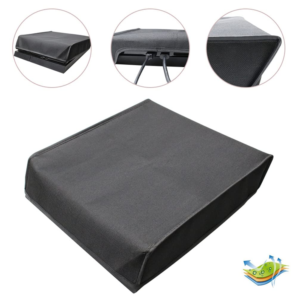 Black Horizontal Dust Cover For Playstation 4 For PS4 Protector Sleeve Slim Console Soft Dust Proof Cover Sleeve Soft Neat Lining Dust Guard For Place DustProof Case