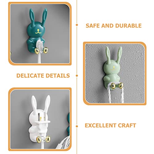 Cabilock 4pcs Adorable Rabbit Nail Free Hook Wall Coat Hanger Rabbit Wall Hooks Umbrella Holder No Punching Key Hook Bathroom Hooks Adhesive Cable Organizer Abs Child Key Chain Wall-Mounted