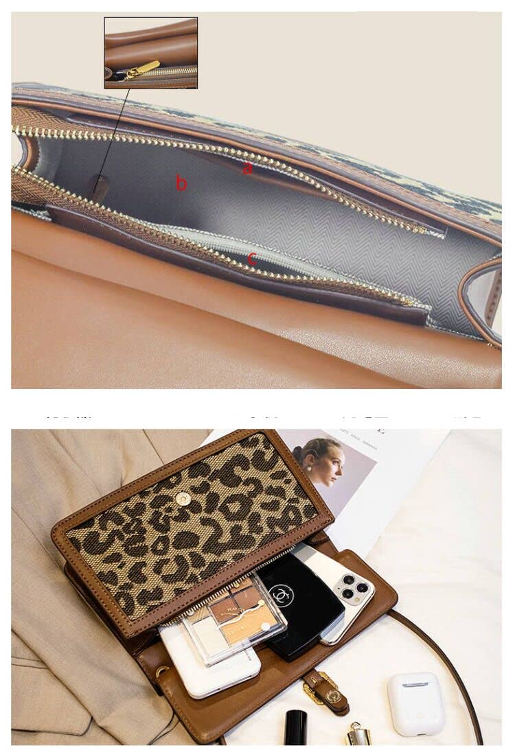 Leopard Print Purse Cheetah Crossbody Shoulder Bag Vegan Leather Handbag for Women