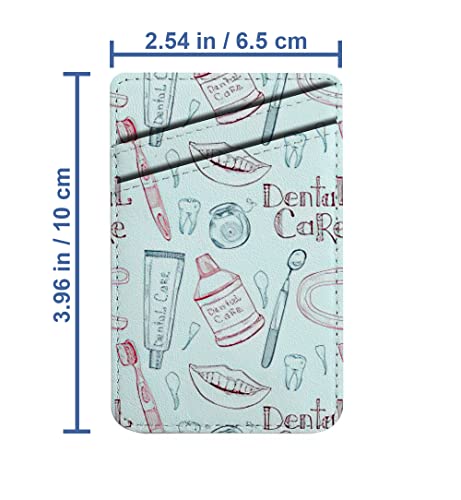 Diascia Pack of 2 - Cellphone Stick on Leather Cardholder ( Dental Care Tools Pattern Pattern ) ID Credit Card Pouch Wallet Pocket Sleeve