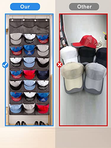 GOJUSO Hat Rack Wall Mount and 10 Adhesive Hat Hooks for Wall Over The Door with 4 Metal Hooks /4 Adhesive Hooks