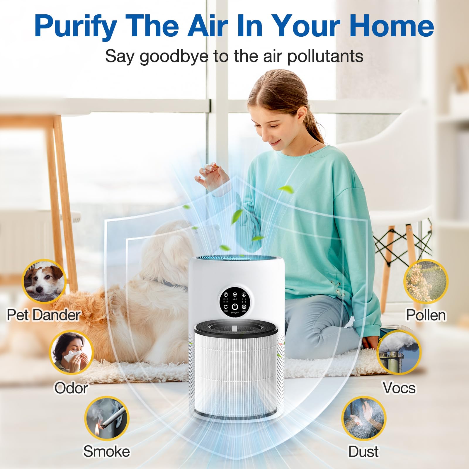 D10 Replacement Filter Compatible with Tailulu D10 HEPA Air Purifier, 3-in-1 H13 Grade True HEPA Replacement Filter, 360 Rotating D10 Filter, 2 Pack